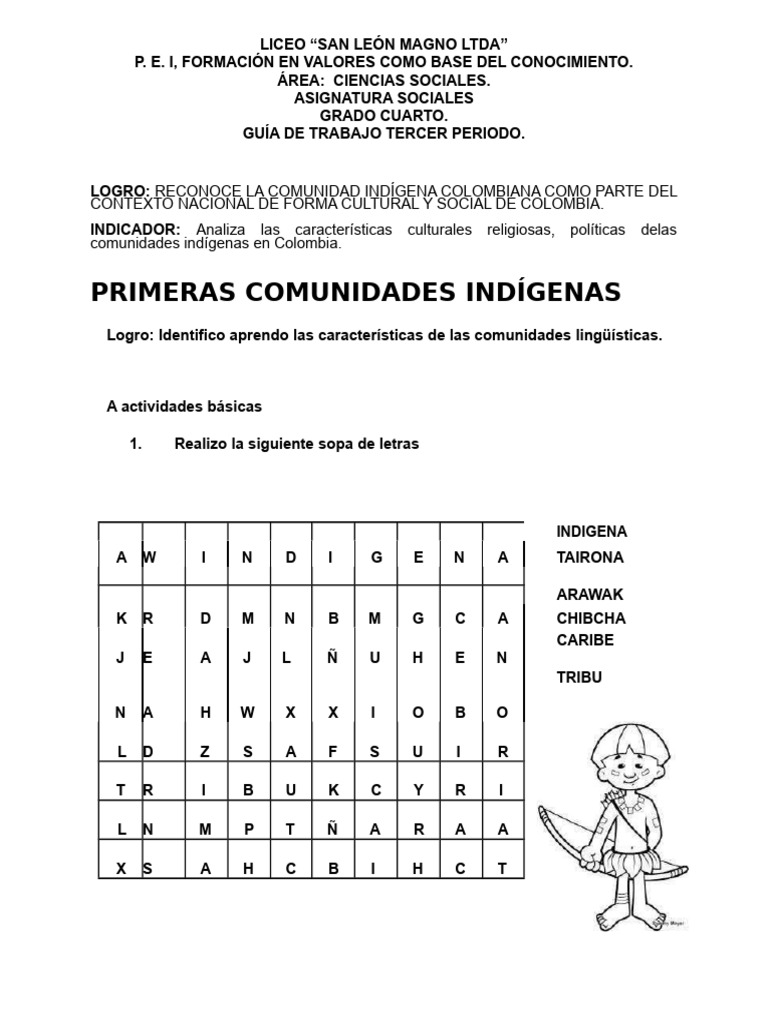 Guia de Grado 4 3 Periodo | PDF | Colombia | Pueblos Indígenas de las ...