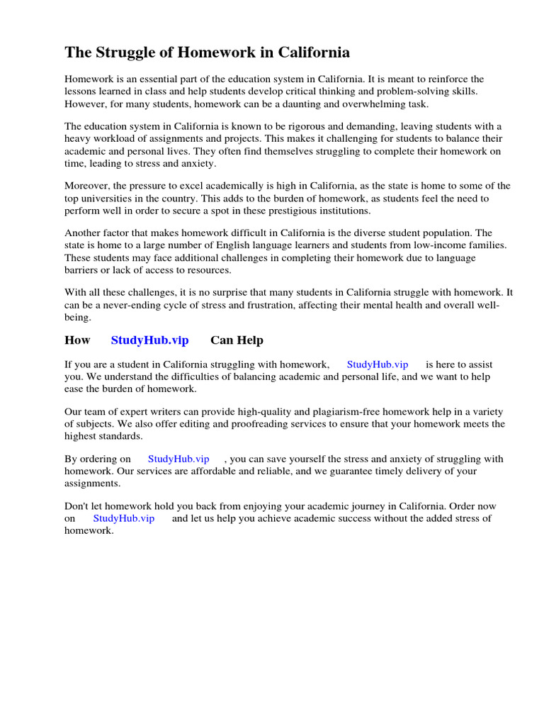 California Homework | PDF | Homeschooling | Homework