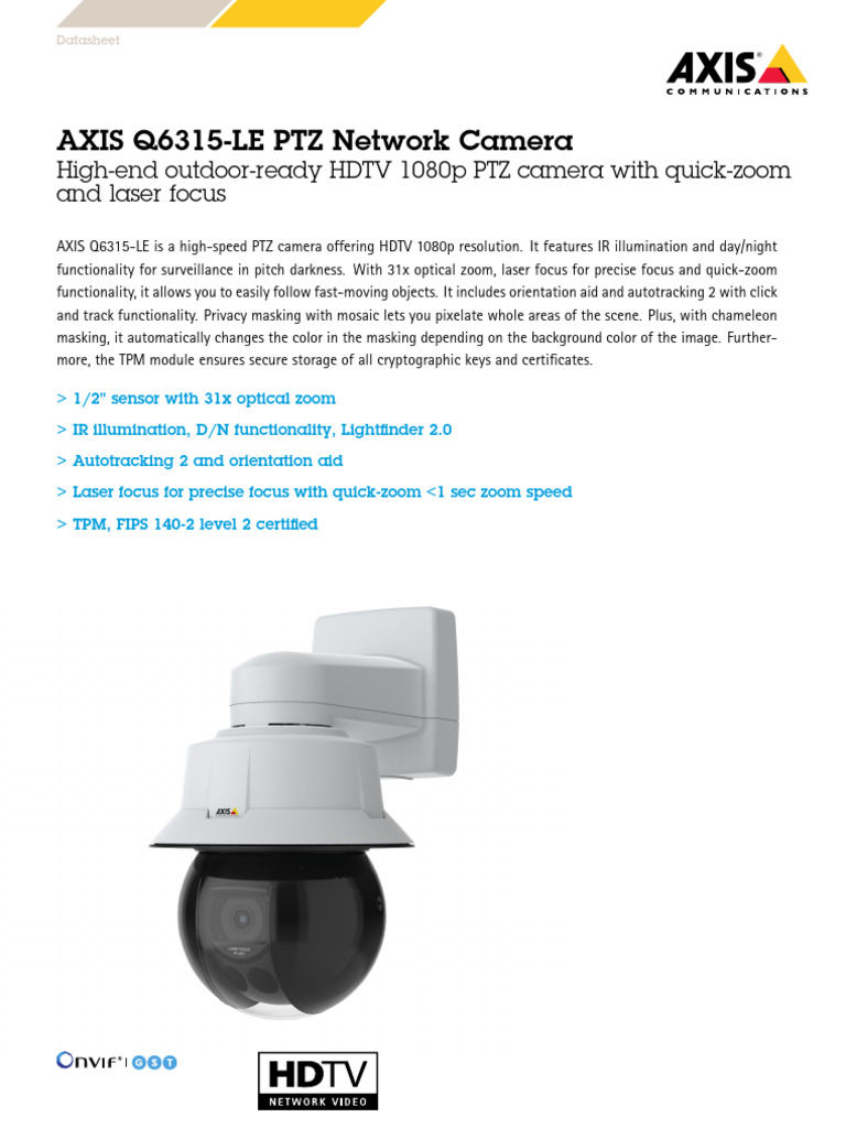 AXIS Q6315-LE PTZ Camera Overview | PDF | Camera | Zoom Lens