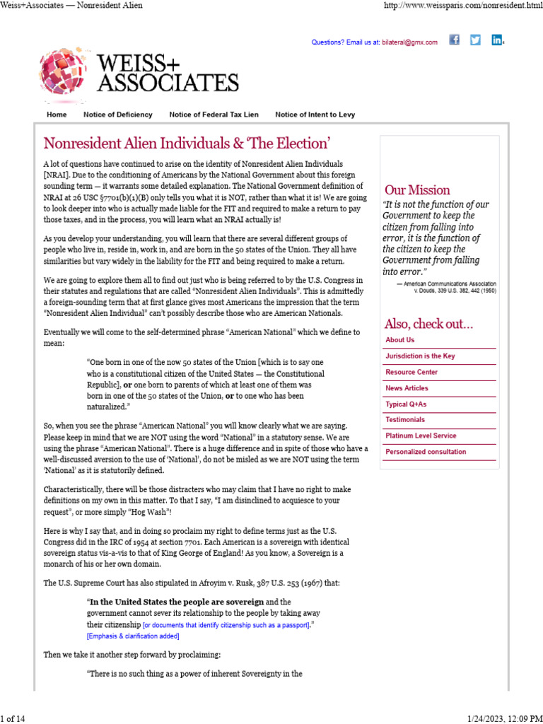 Understanding Nonresident Alien Individuals | PDF | Income Tax In The ...