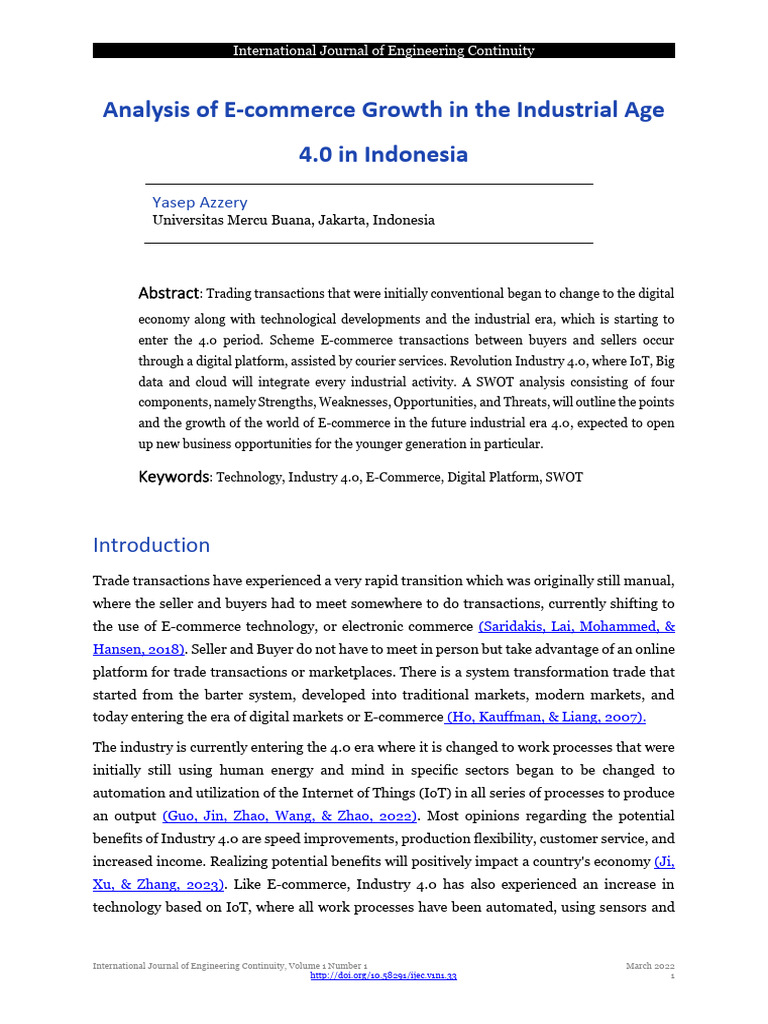 Analysis of E-Commerce Growth in the Industrial Age 4.0 in Indonesia ...