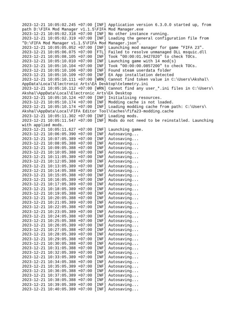 FIFA Mod Manager Log20231221 | PDF | Operating System Technology | Utility Software