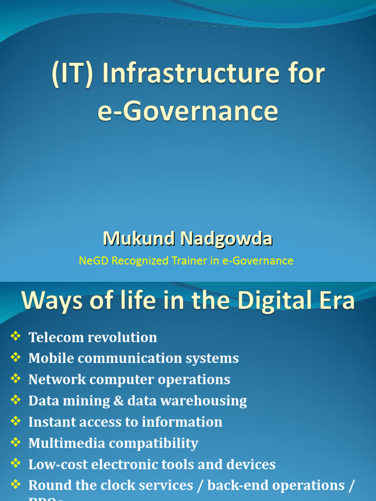 IT Infrastructure for E-Governance | PDF | Infrastructure | Information ...