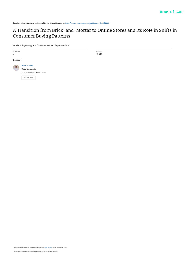 A Transition From Brick-And-Mortar To Online Stores and Its Role in ...