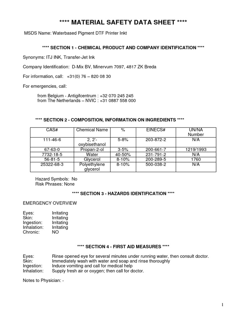 MSDS Transfer Jet | Download Free PDF | Resource Conservation And ...