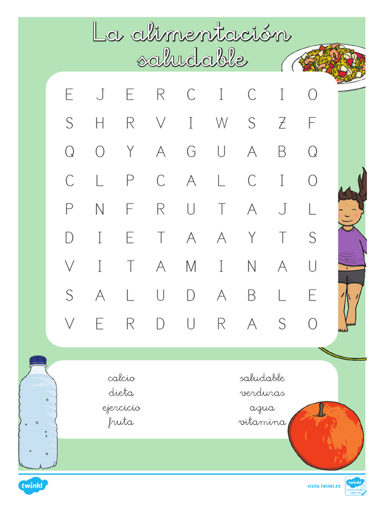 Sopa de letras: Alimentación saludable | PDF | Salud y bienestar ...