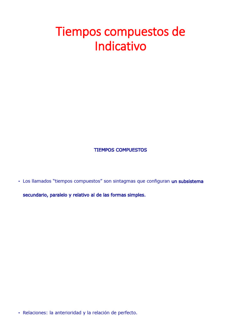 Tiempos Compuestos en Español: Guía Completa | PDF | Gramática ...