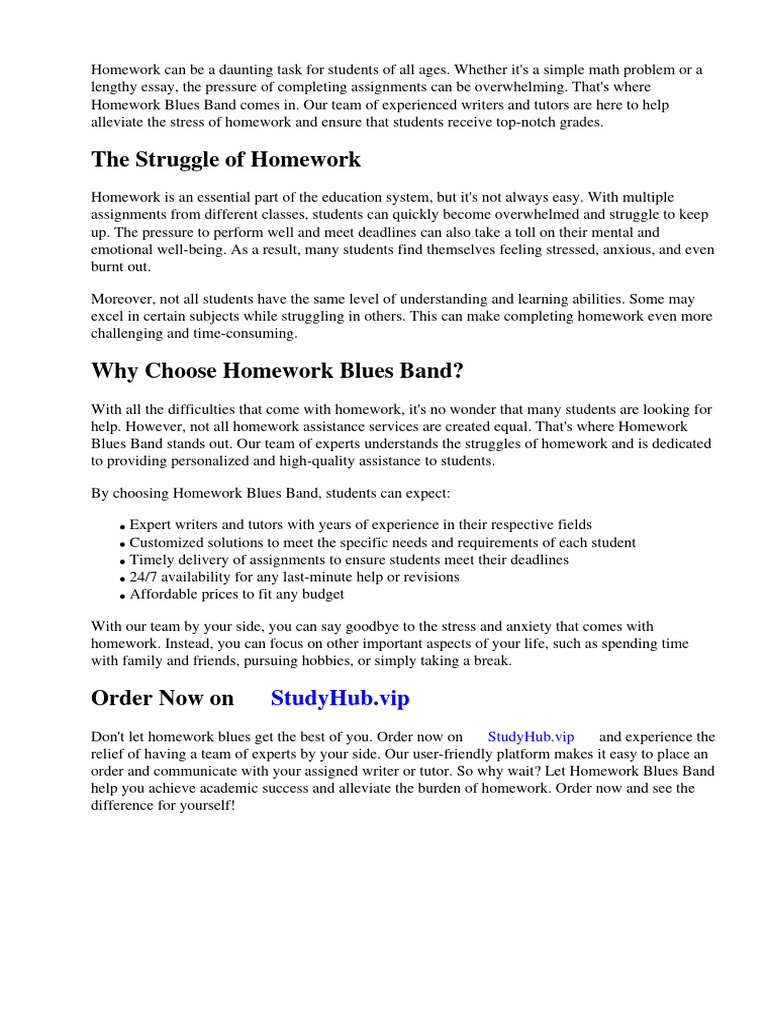 Homework Blues Band | PDF | Homework | Anxiety