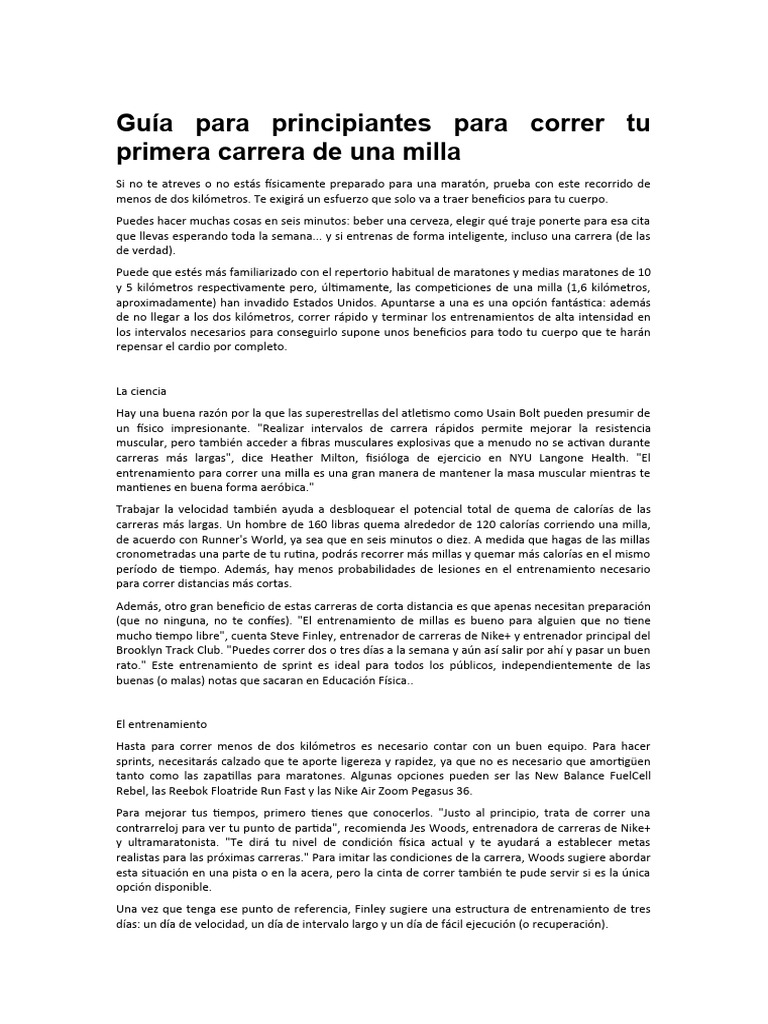 Guía para Principiantes para Correr Tu Primera Car | PDF | Corriendo ...