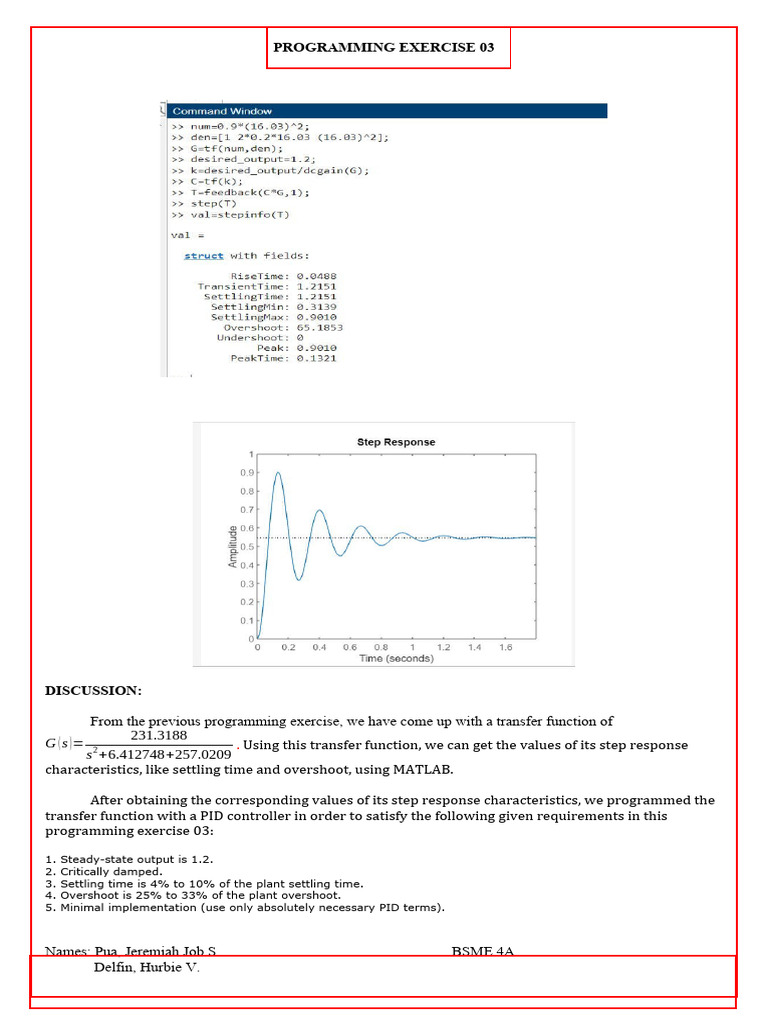 PROGRAMMING EXERCISE 03 Zarelle and Chelo | PDF | Control Theory | Applied Mathematics