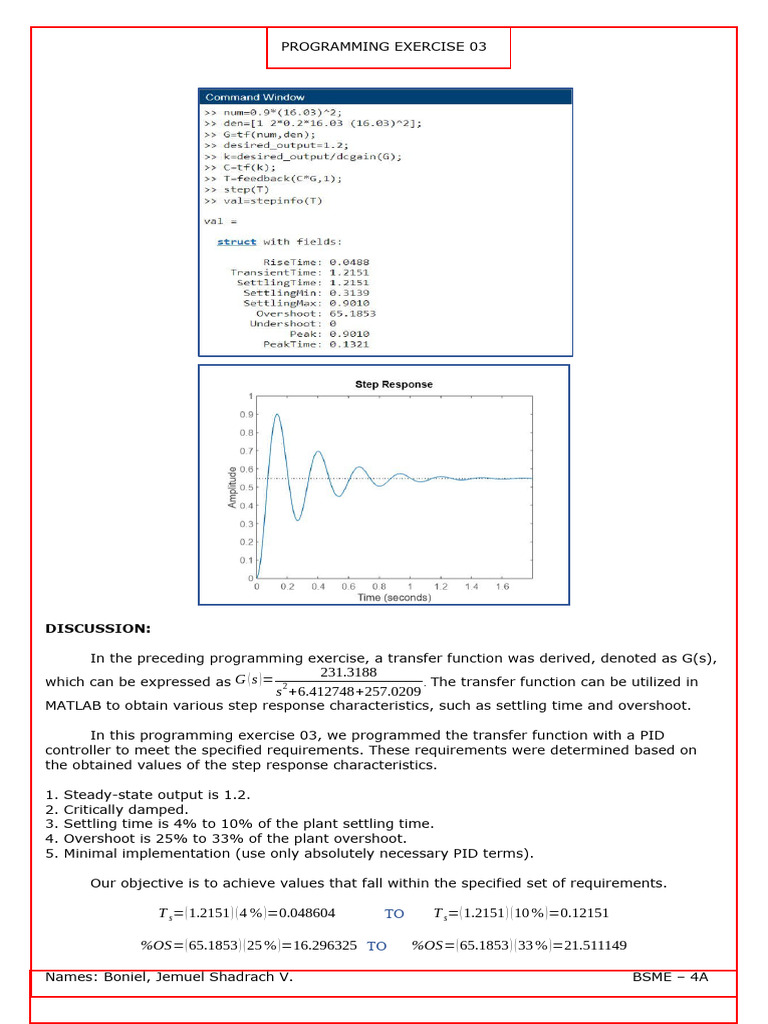 PROGRAMMING-EXERCISE-03 - Boniel, Lamsis | PDF | Control Theory | Applied Mathematics