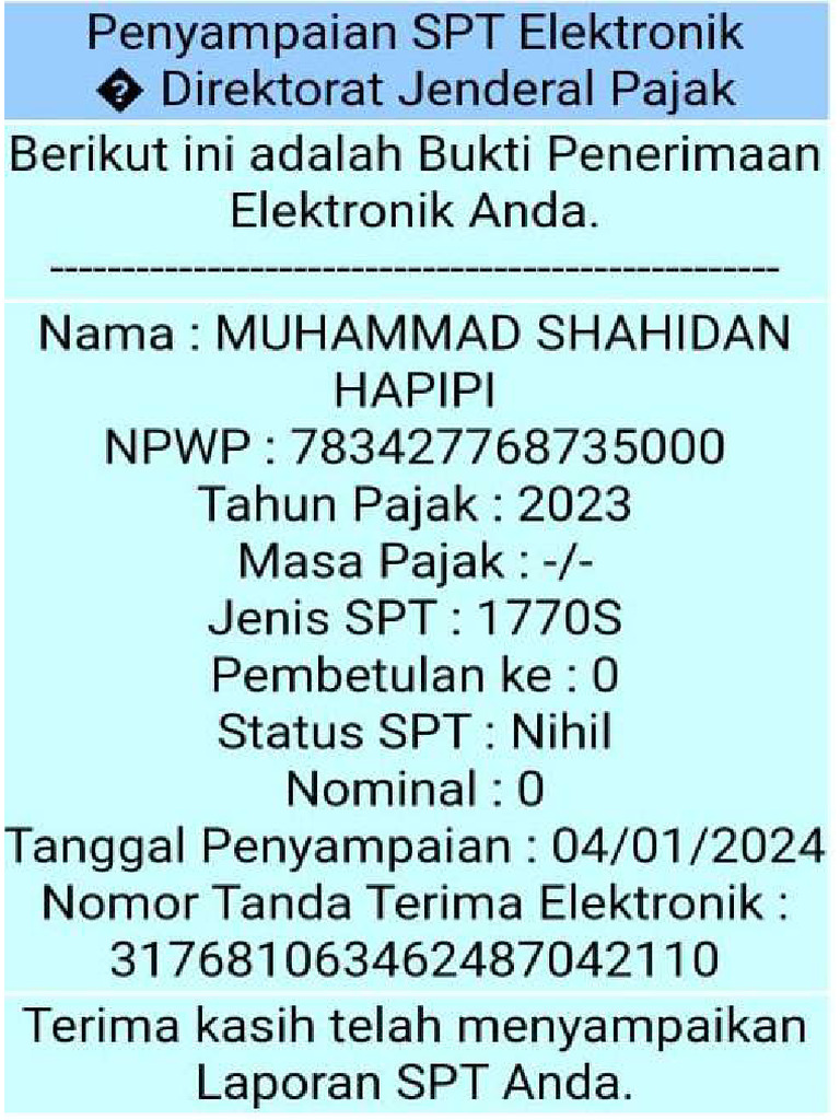 SPT M. S. Hapipi 2023 | PDF