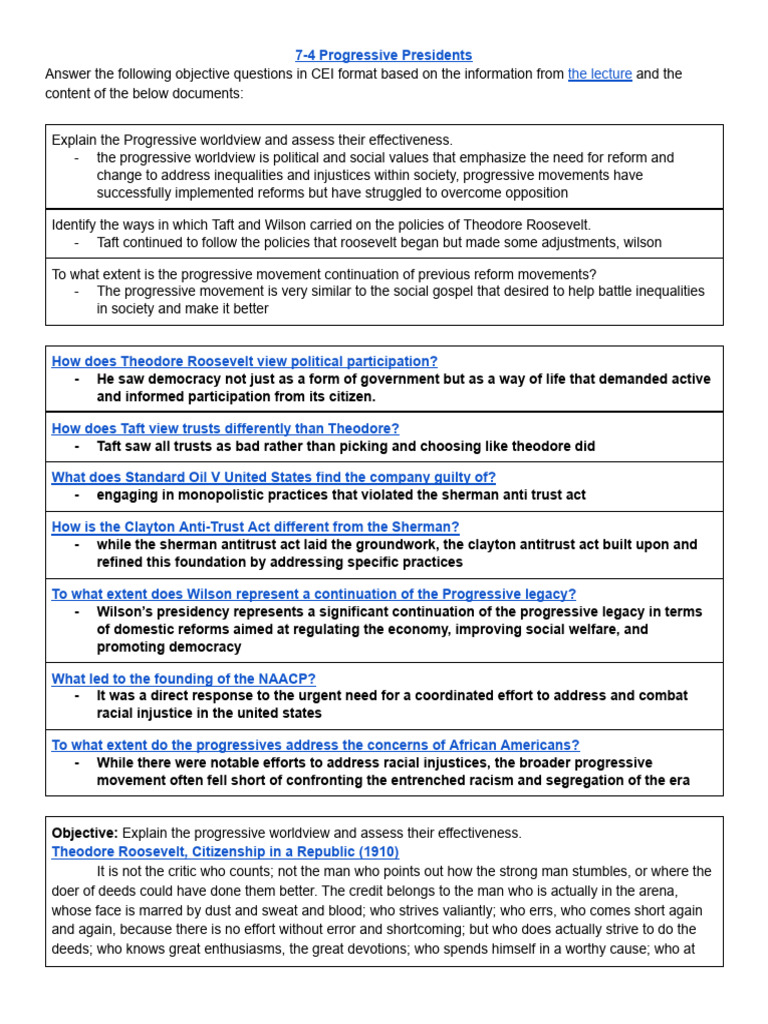 Progressive Presidents and Their Policies | PDF | Law