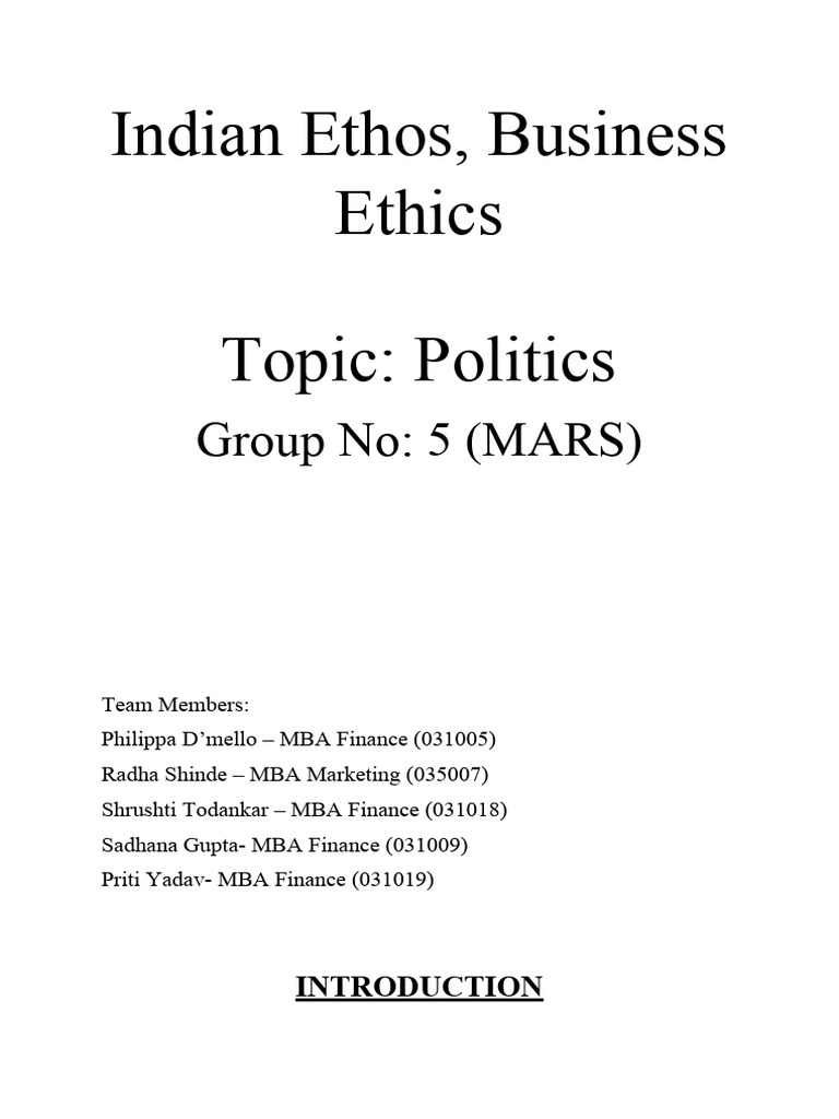 Indian Ethos (Politics) (1) (1) | PDF | Governance | Accountability