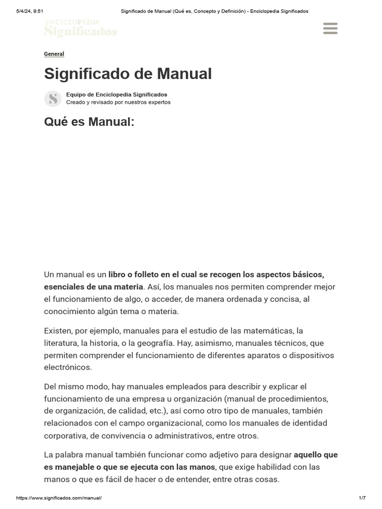 Significado de Manual | Descargar gratis PDF | Business | Sistema de ...