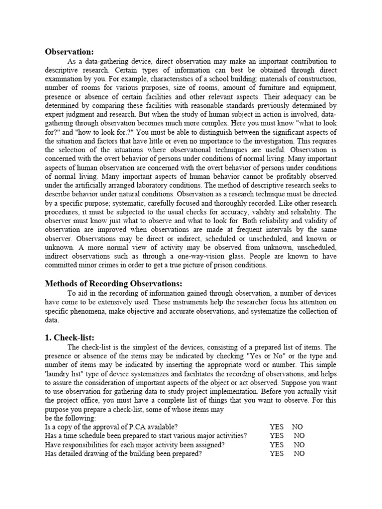 Observation | Download Free PDF | Observation | Validity (Statistics)