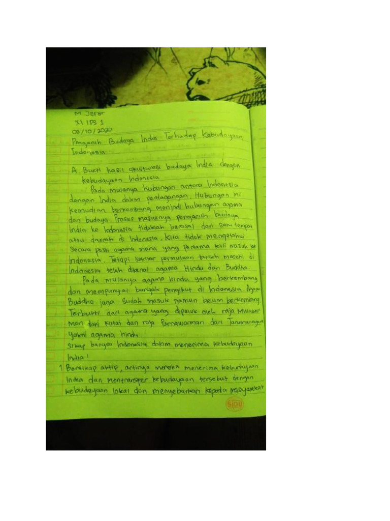 M Jafar As Shiddiq XI IPS 1 Bukti Hasil Akulturasi Budaya India Dengan Indonesia | PDF
