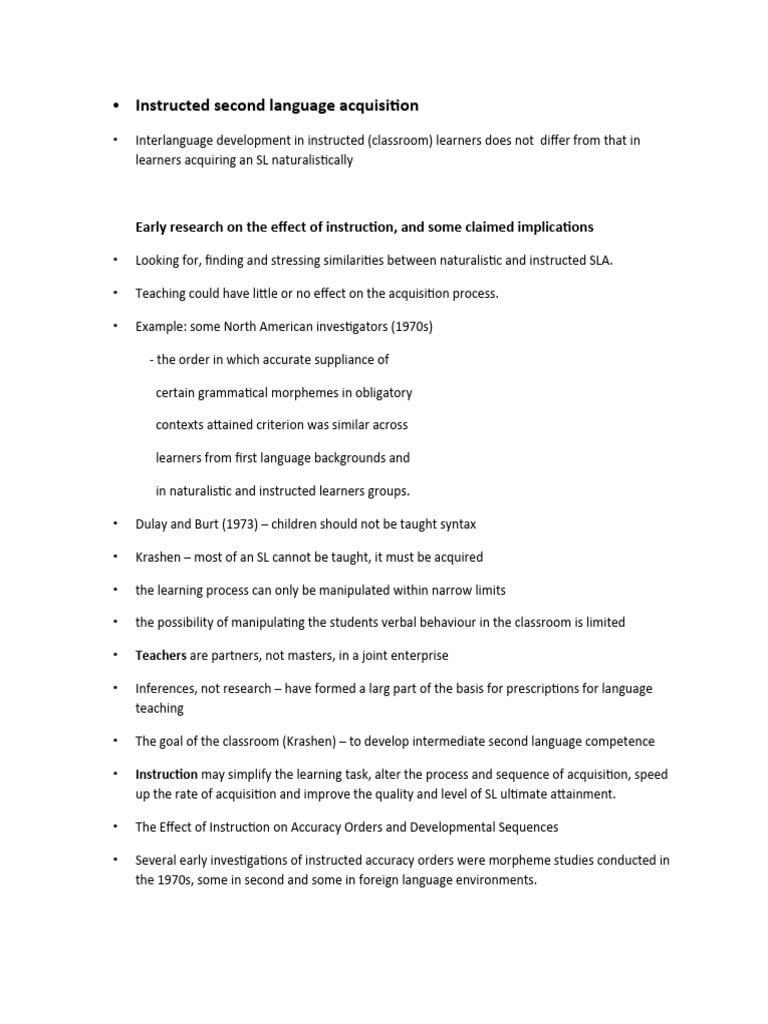 Instructed SLA | PDF | Second Language Acquisition | Language Acquisition