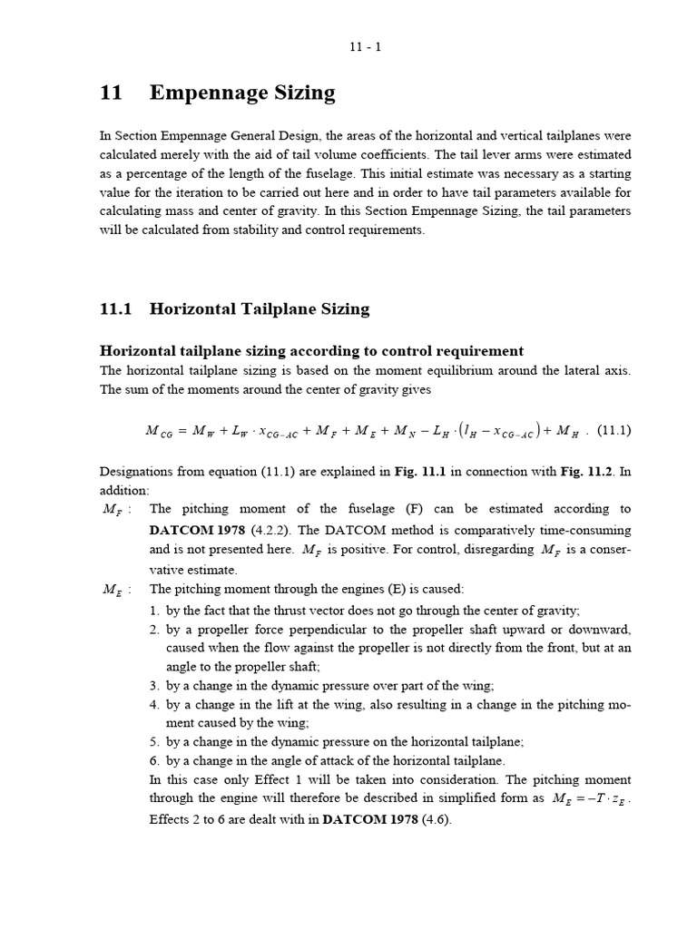 Empennage Sizing for Aircraft Stability | PDF | Lift (Force) | Airfoil