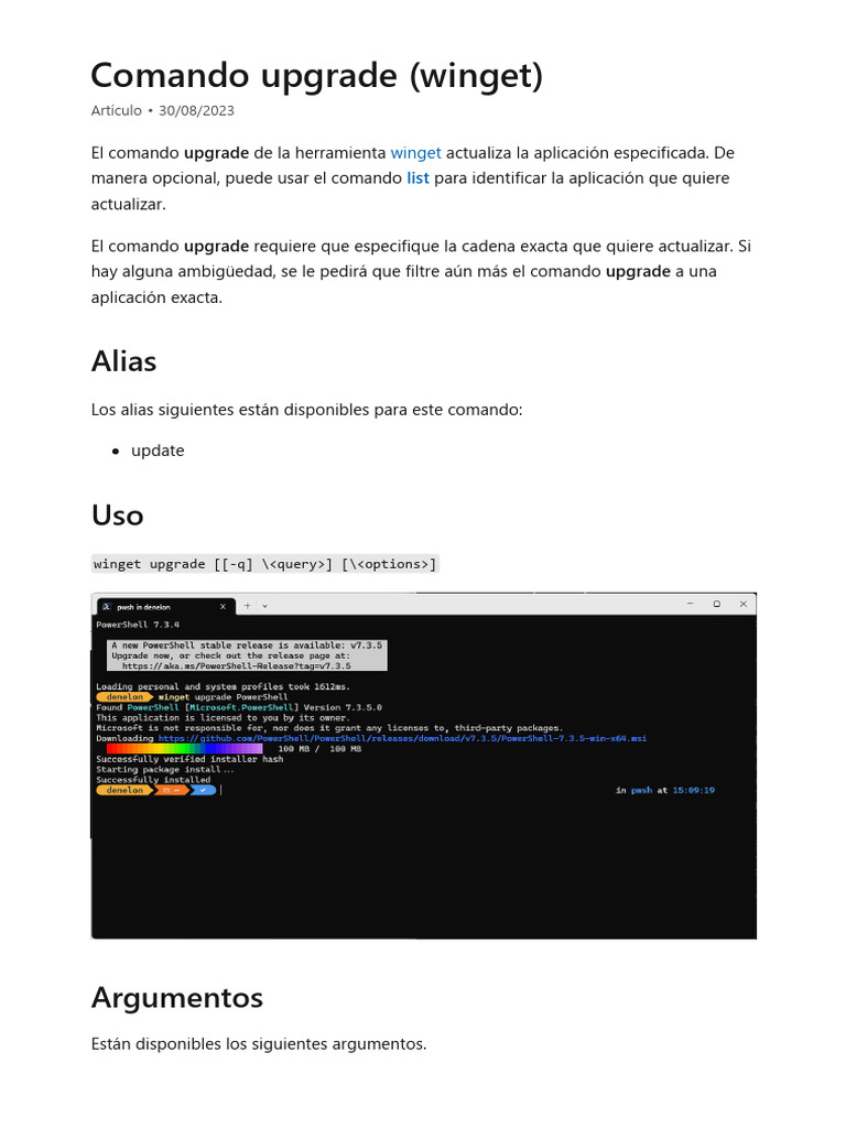 Comando Upgrade (Winget) : Alias | PDF | Informática | Tecnología