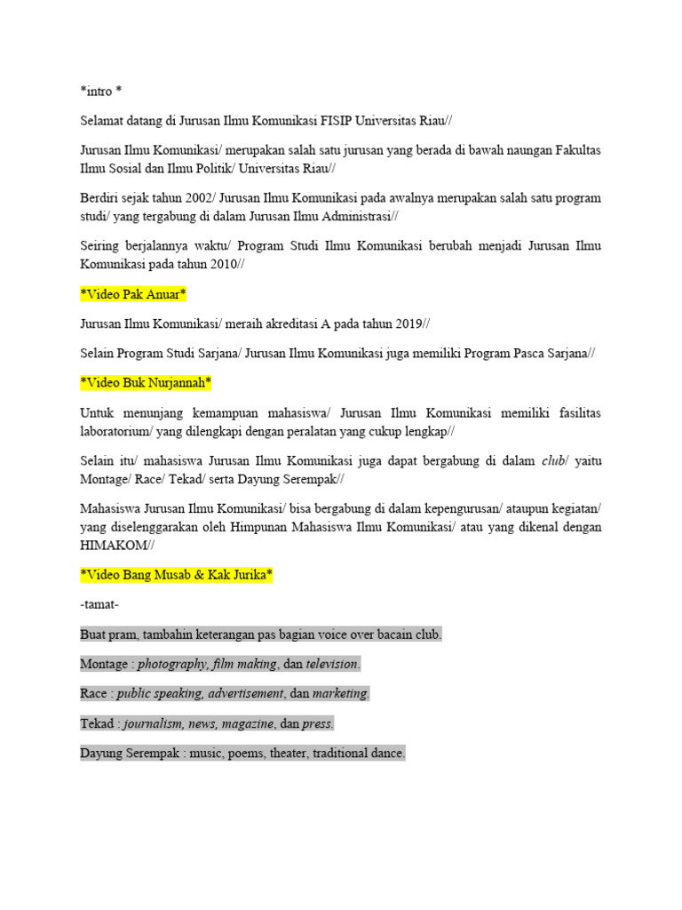 Naskah Voice Over Revisi | PDF | Seni