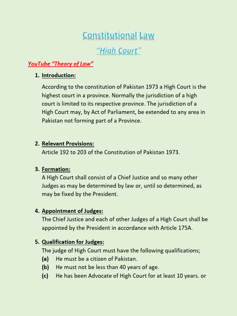 High Court - Notes | PDF | United States Federal Judge | High Court Of ...