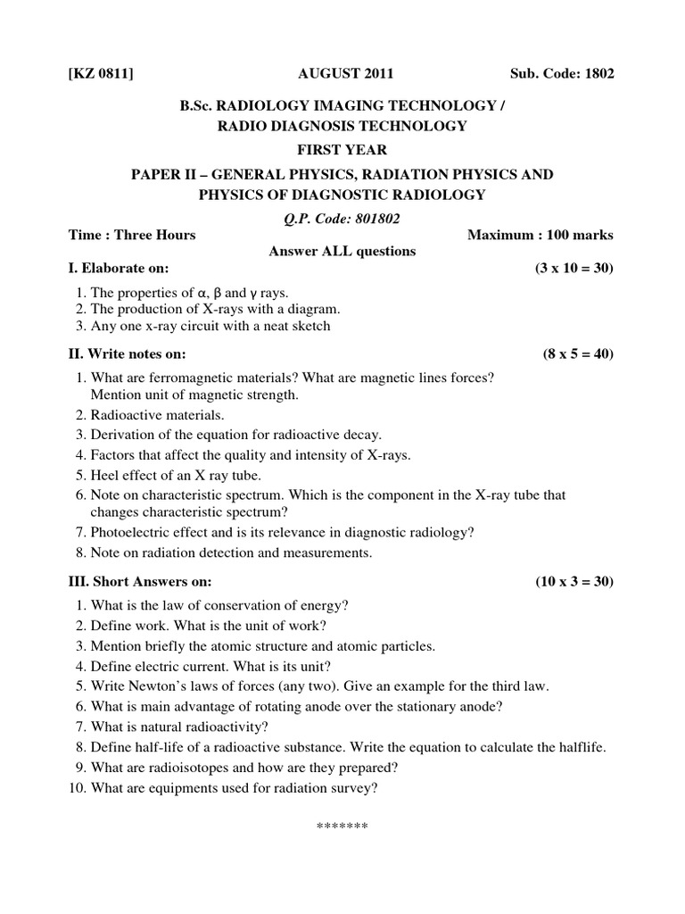 X-Ray Properties and Exam Questions | PDF | Radioactive Decay | X Ray