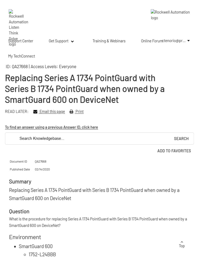 Replacing Series A 1734 PointGuard With Series B 1734 PointGuard When ...