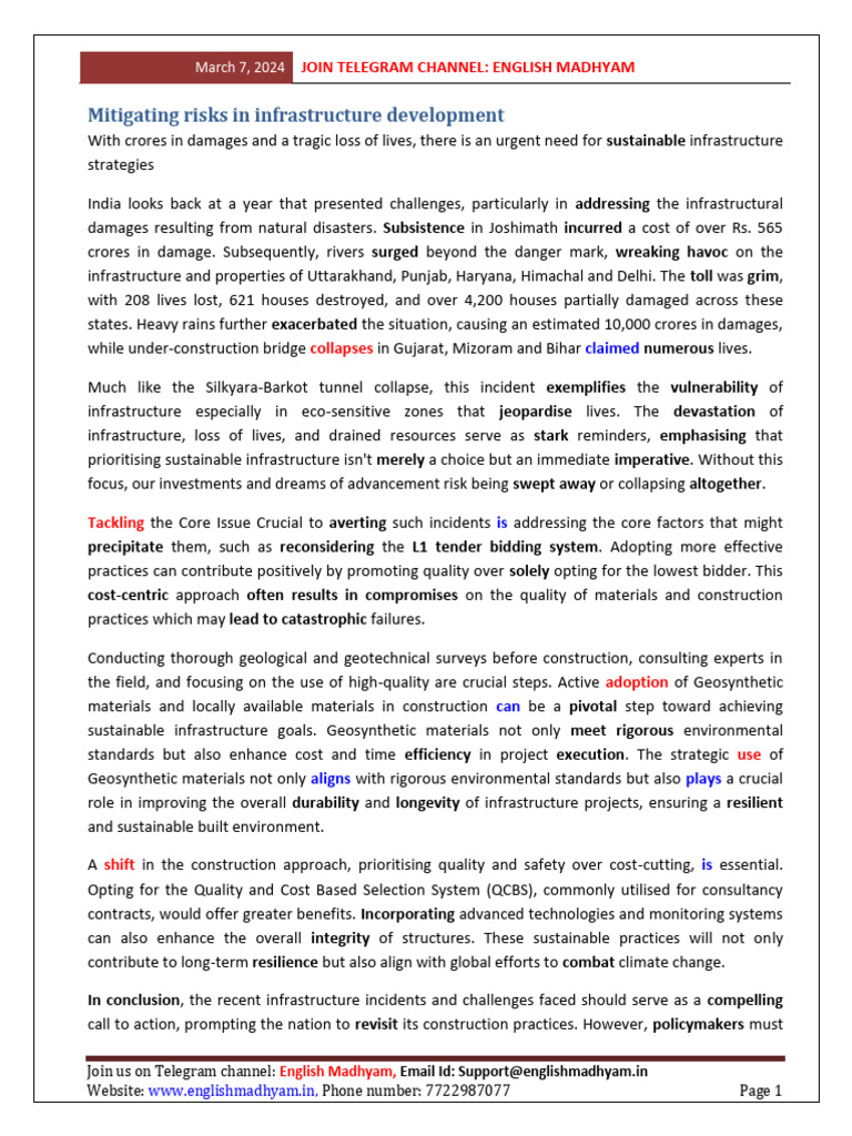 Mitigating Risks in Infrastructure Development | PDF | Climate ...