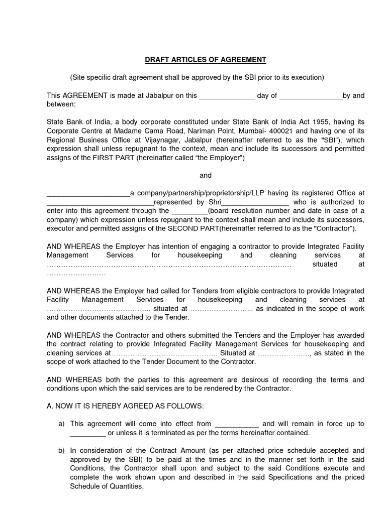Draft Articles of Agreement | PDF | Employment | Liquidation