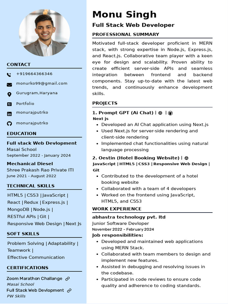 Monu Singh Resume | PDF | Web Development | Computing