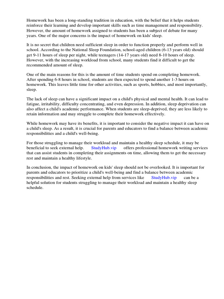 How Does Homework Affect Kids Sleep | PDF | Homework | Sleep