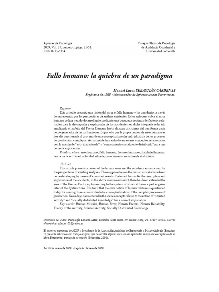 Error Humano. Quiebra de Un Paradigma | PDF