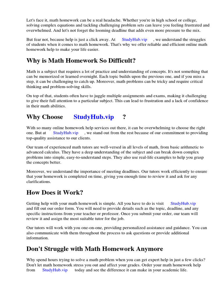 Help With My Math Homework Online | PDF | Mathematics | Homework