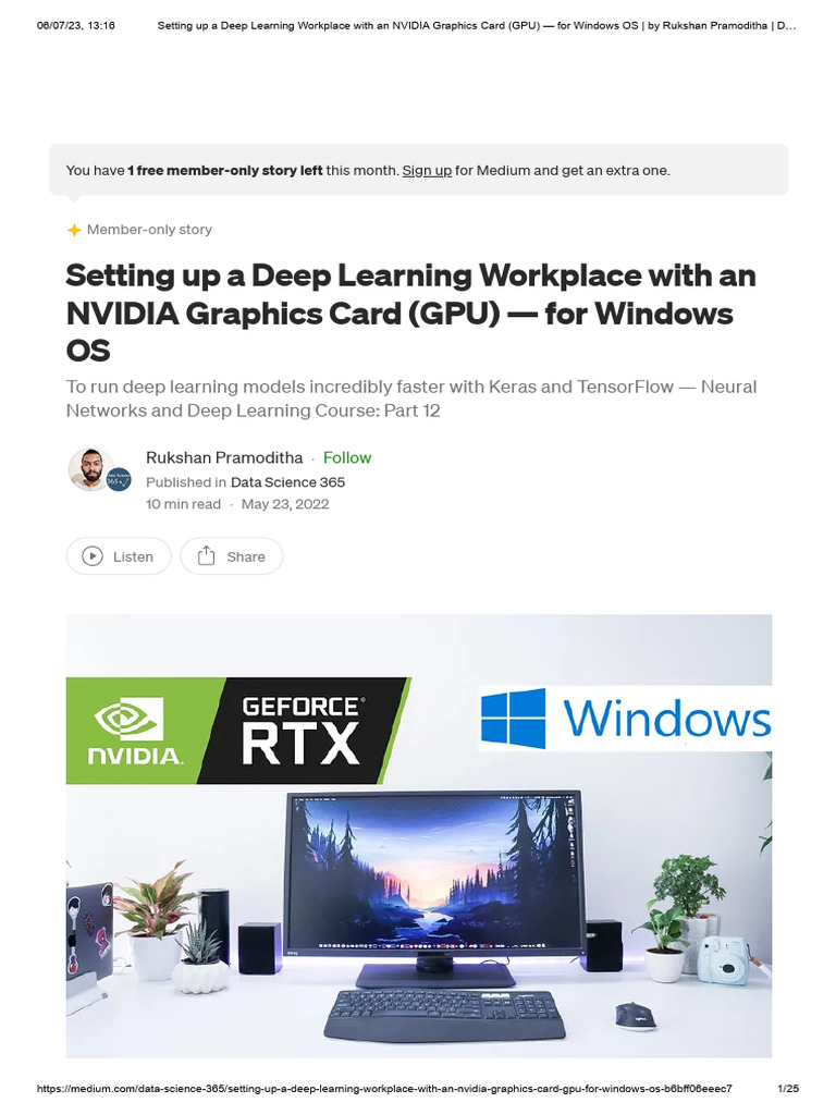 Setting up a Deep Learning Workplace with an NVIDIA Graphics Card (GPU) — for Windows OS | PDF ...