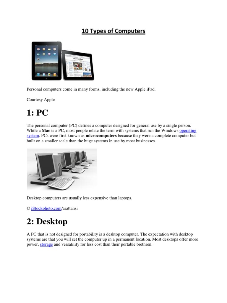 Types of Computer | PDF | Personal Computers | Laptop