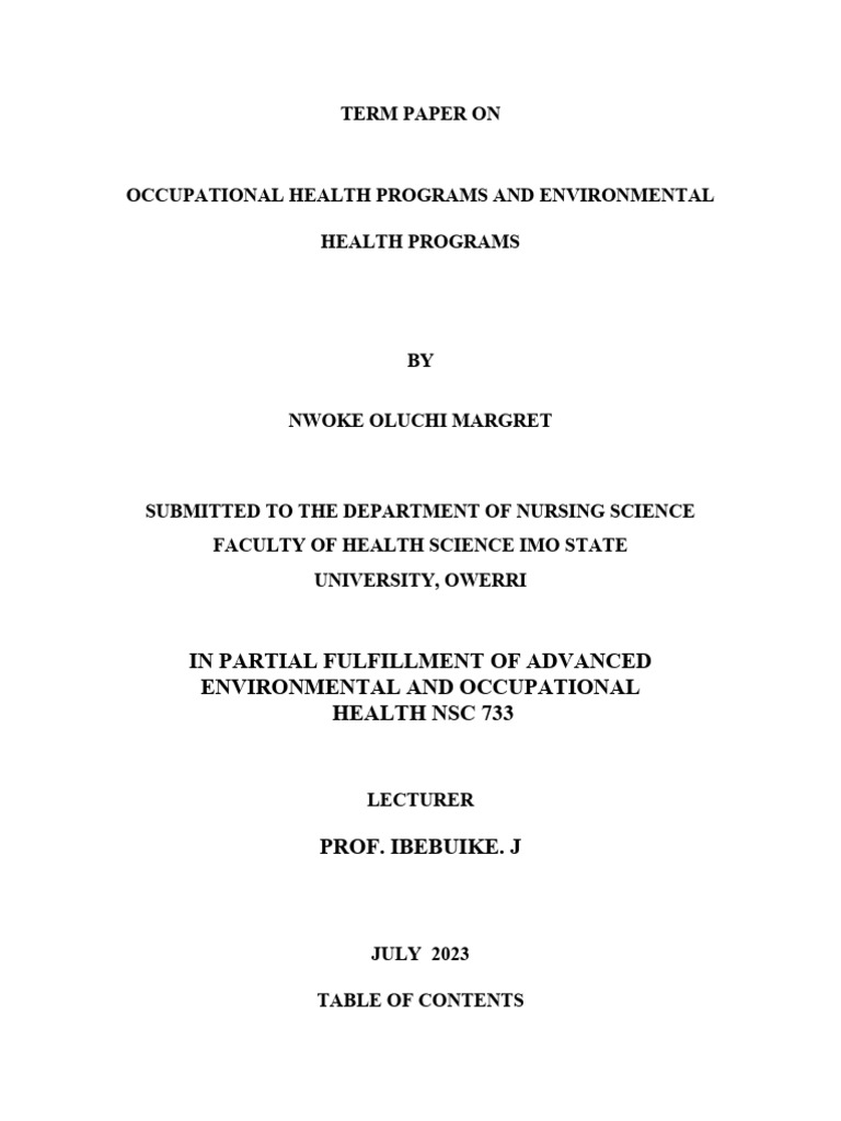 Occupational Health and Safety Programs | PDF | Occupational Safety And ...