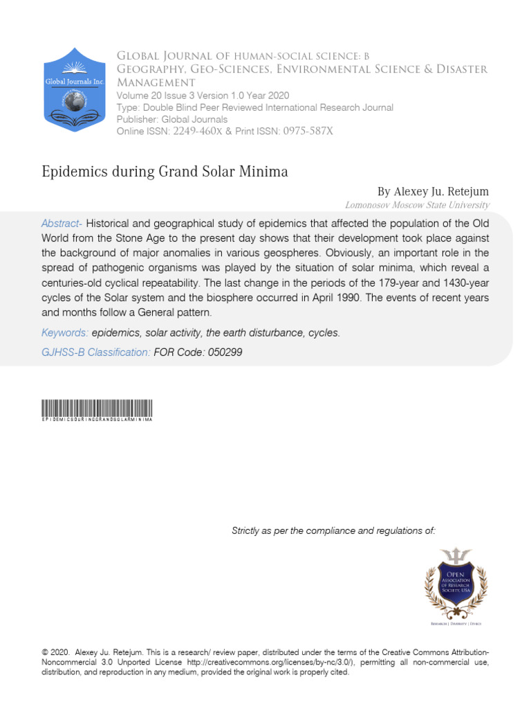Epidemics Linked to Solar Minima | PDF | Pandemic | Epidemics