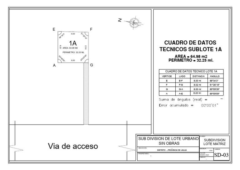 Datos Técnicos Subdivisión Lote 1A | PDF