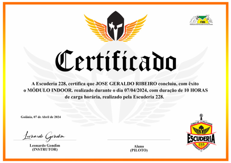Certificado 228 Jose Geraldo Ribeiro | PDF