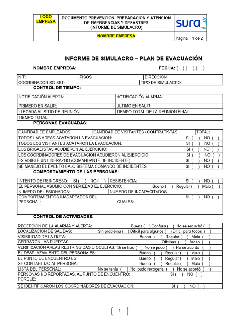 Informe de Simulacro | PDF