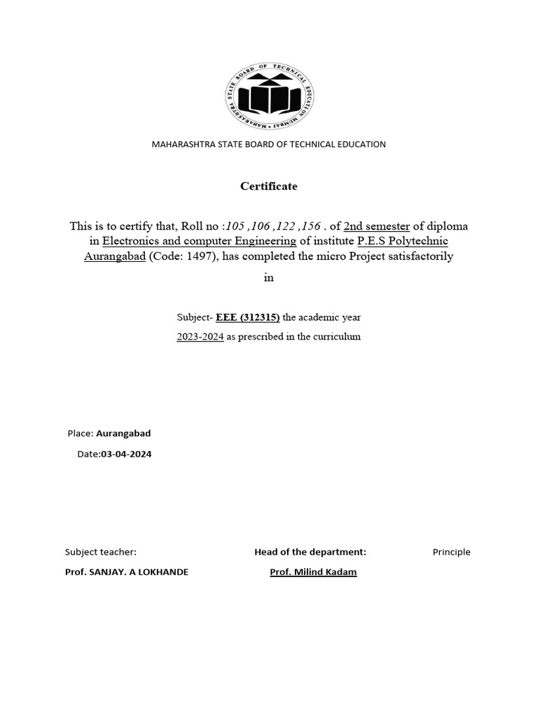 EEE Micro Project | PDF | Electric Current | Electrical Resistance And ...