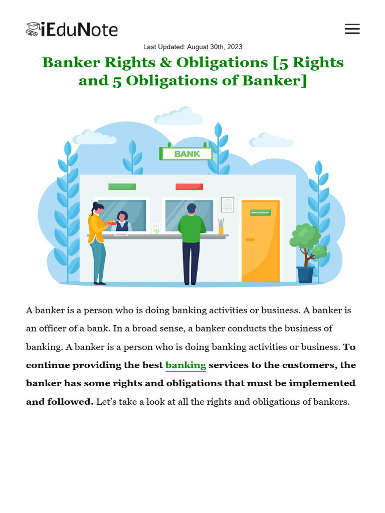 Banker Rights and Obligations Explained | PDF | Banks | Debits And Credits