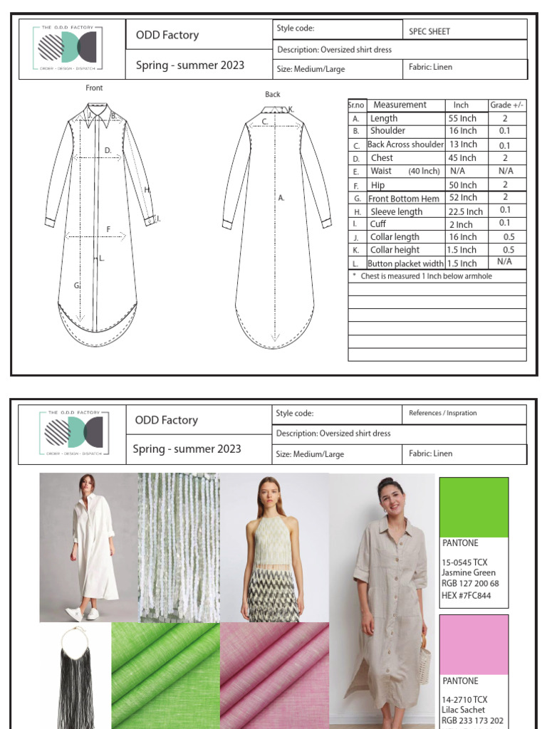 Tech Pack Template (Reference Provided) | PDF | Shirt | Dress
