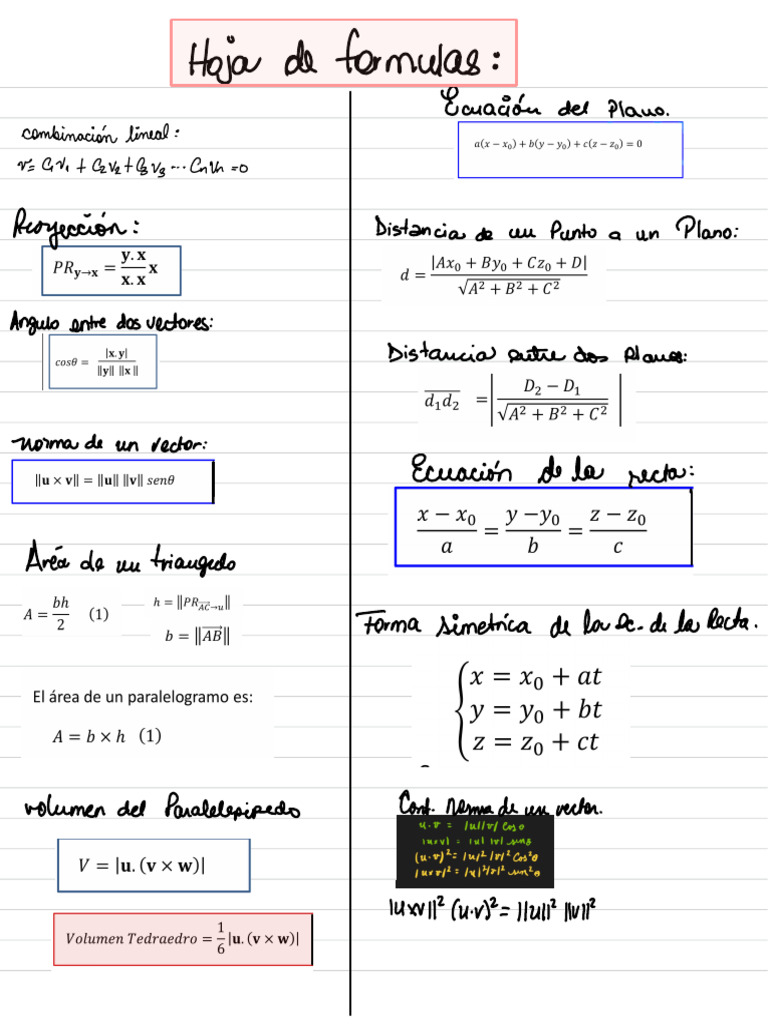 Hoja de Formulas | PDF Hoja de Formulas | PDF