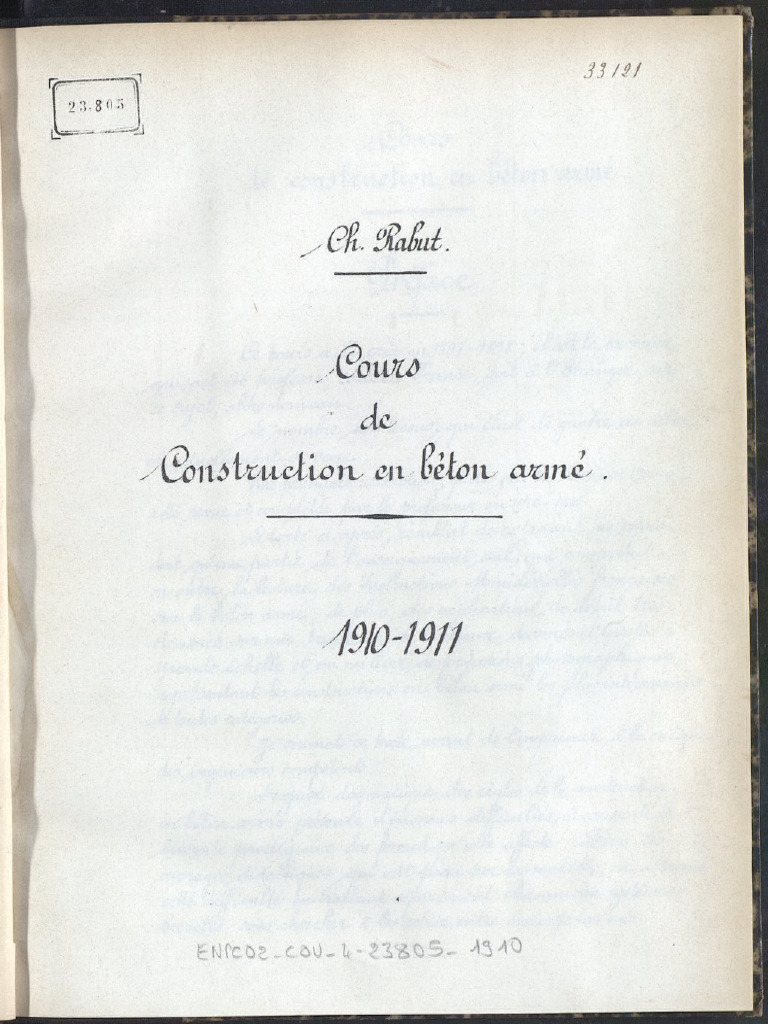 Premier Cours de Béton Armé Au Monde, Créé Par Charles Rabut en 1897 | PDF