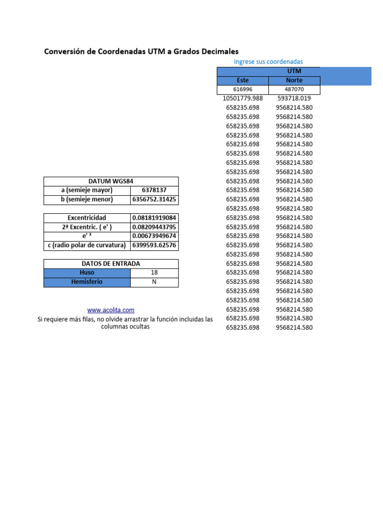 Conversión de Coordenadas UTM a Decimales | PDF | Geodesia | Geometría Elemental