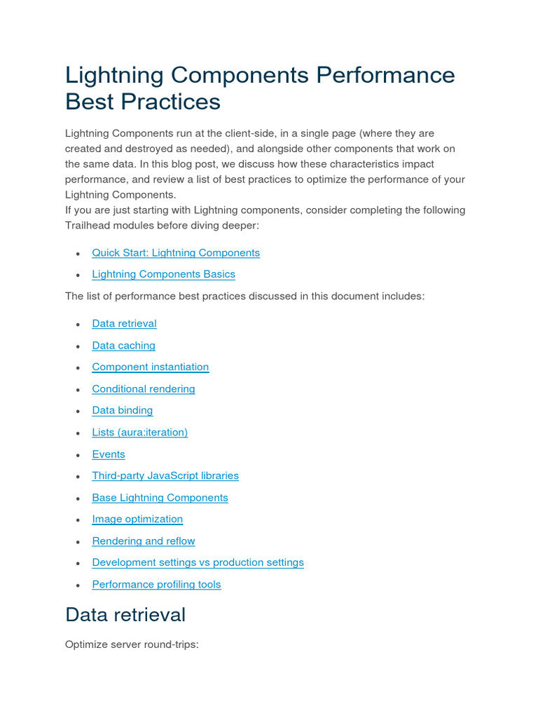 Lightning Components Performance Best Practices | PDF | Cache ... Lightning Components Performance Best Practices | PDF | Cache ...