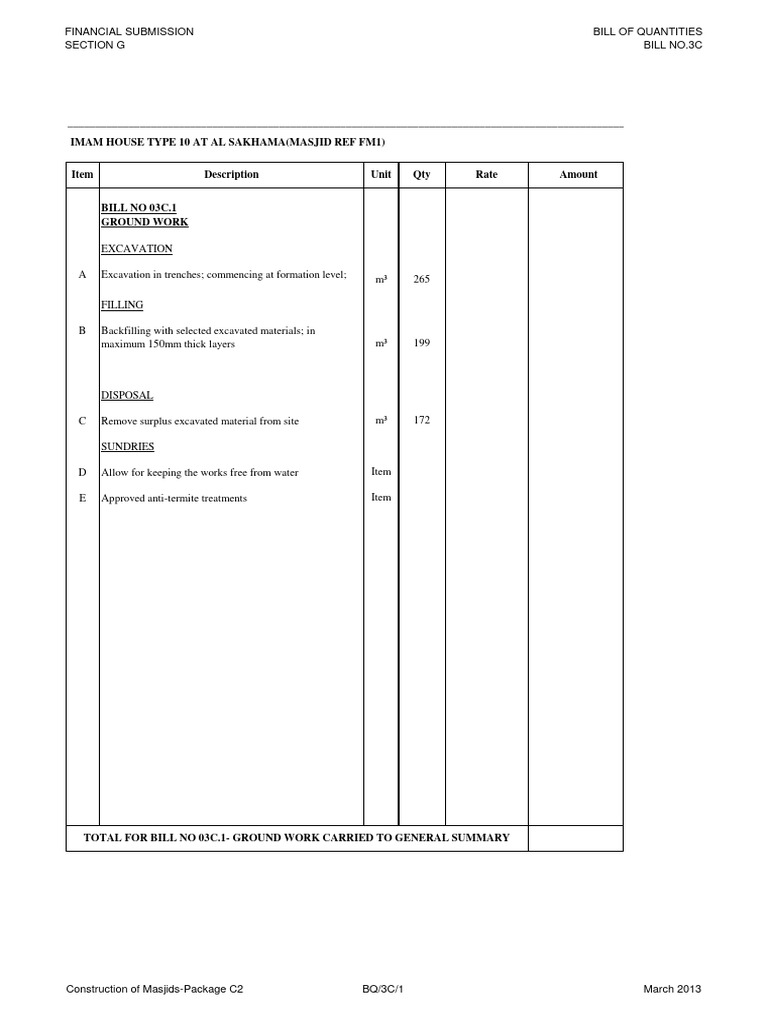 BOQ - Package C 2, Bill No. 3C | PDF | Electrical Wiring | Concrete