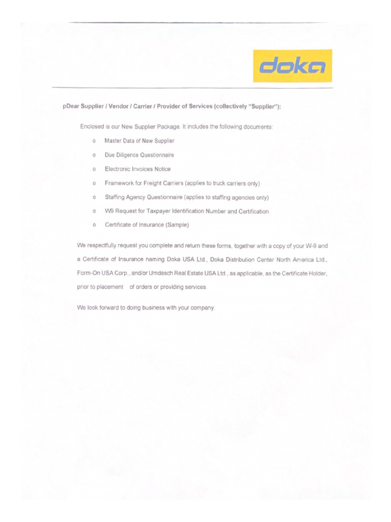 New Vendor Package | PDF